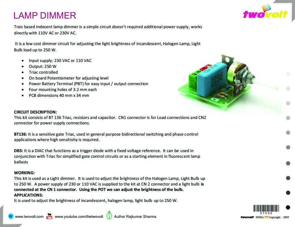 LAMP DIMMER - Electronics-Lab.com