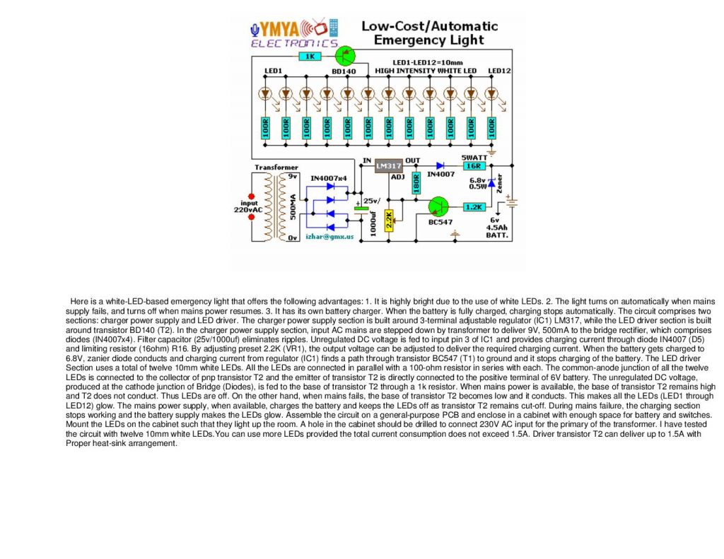 LOW-COST AUTOMATIC EMERGENCY LIGHT - Electronics-Lab.com