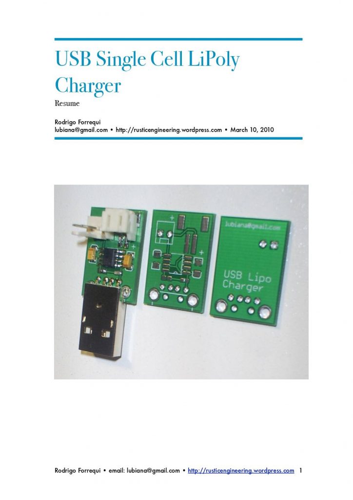 USB Single Cell LiPoly Charger - Electronics-Lab.com