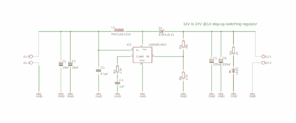 12V to 24V @ 1A Step-up switching regulator using LM2585 - Electronics-Lab