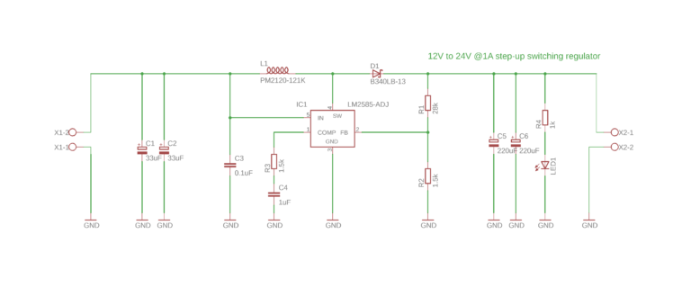 12V to 24V @ 1A Step-up switching regulator using LM2585 - Electronics-Lab