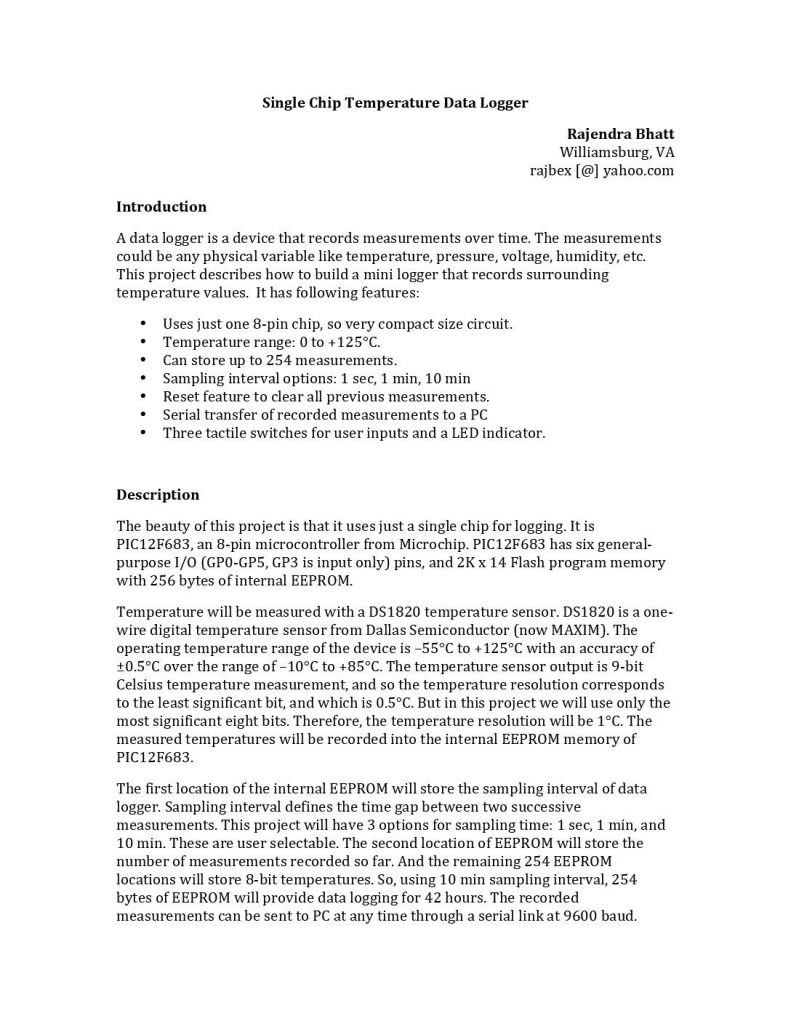 Single_Chip_Temperature_Data_Logger - Electronics-Lab.com