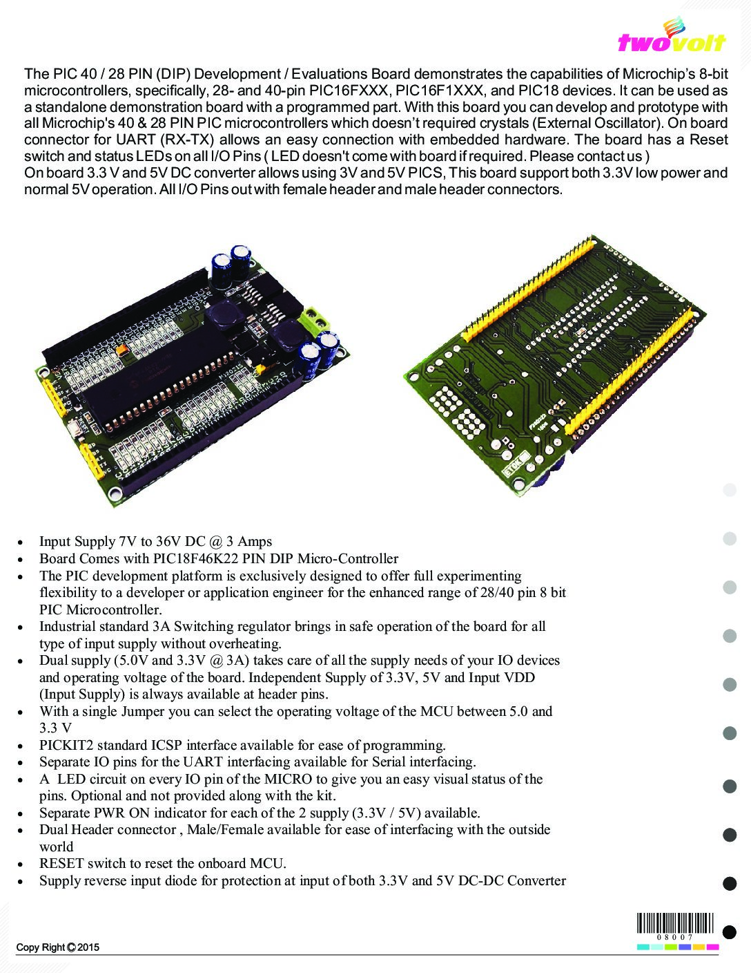 40 & 28 PIN Development Boards on Board 3V3 5V Switching converters (1) - Electronics-Lab.com