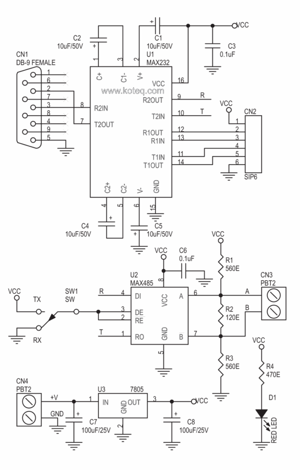 RS232 to RS485 Module - Electronics-Lab.com
