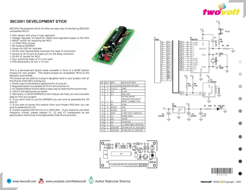 AT89C2051_DEV_STICK_DOC - Electronics-Lab.com