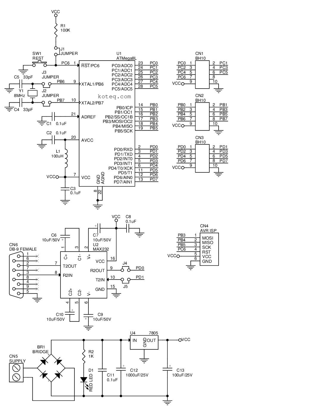 ATMEGA8L SCHEMATIC - Electronics-Lab.com