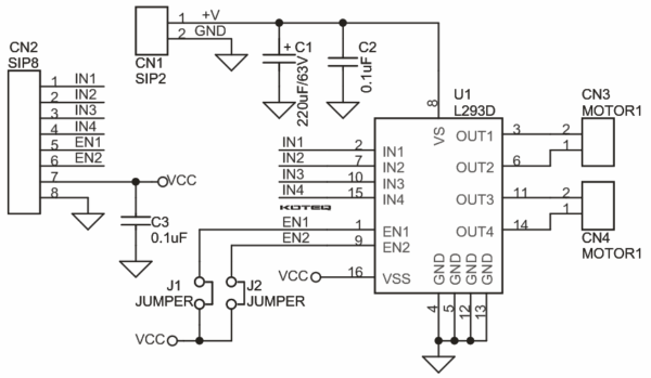 L293D DC Motor Driver Module - Electronics-Lab.com