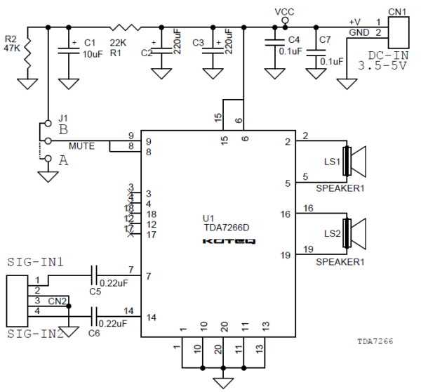 3W Stereo Audio Amplifier using TDA7266D - Electronics-Lab