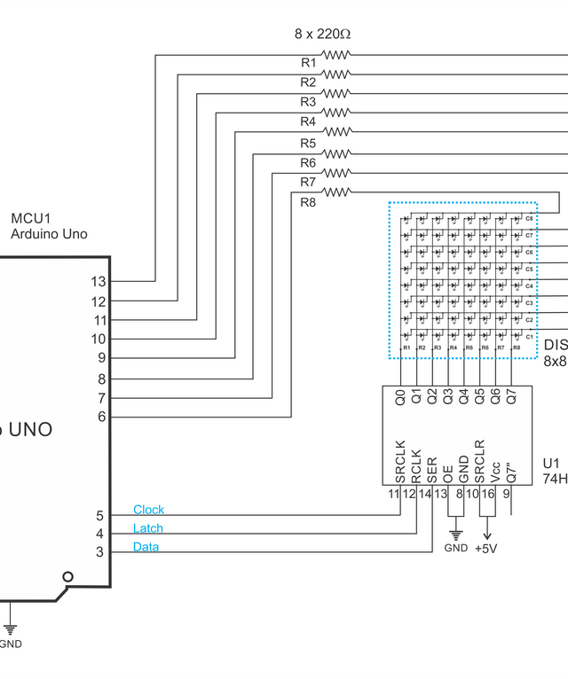Circuit Diagram 8x8 Led Matrix Interface With Arduino Electronics