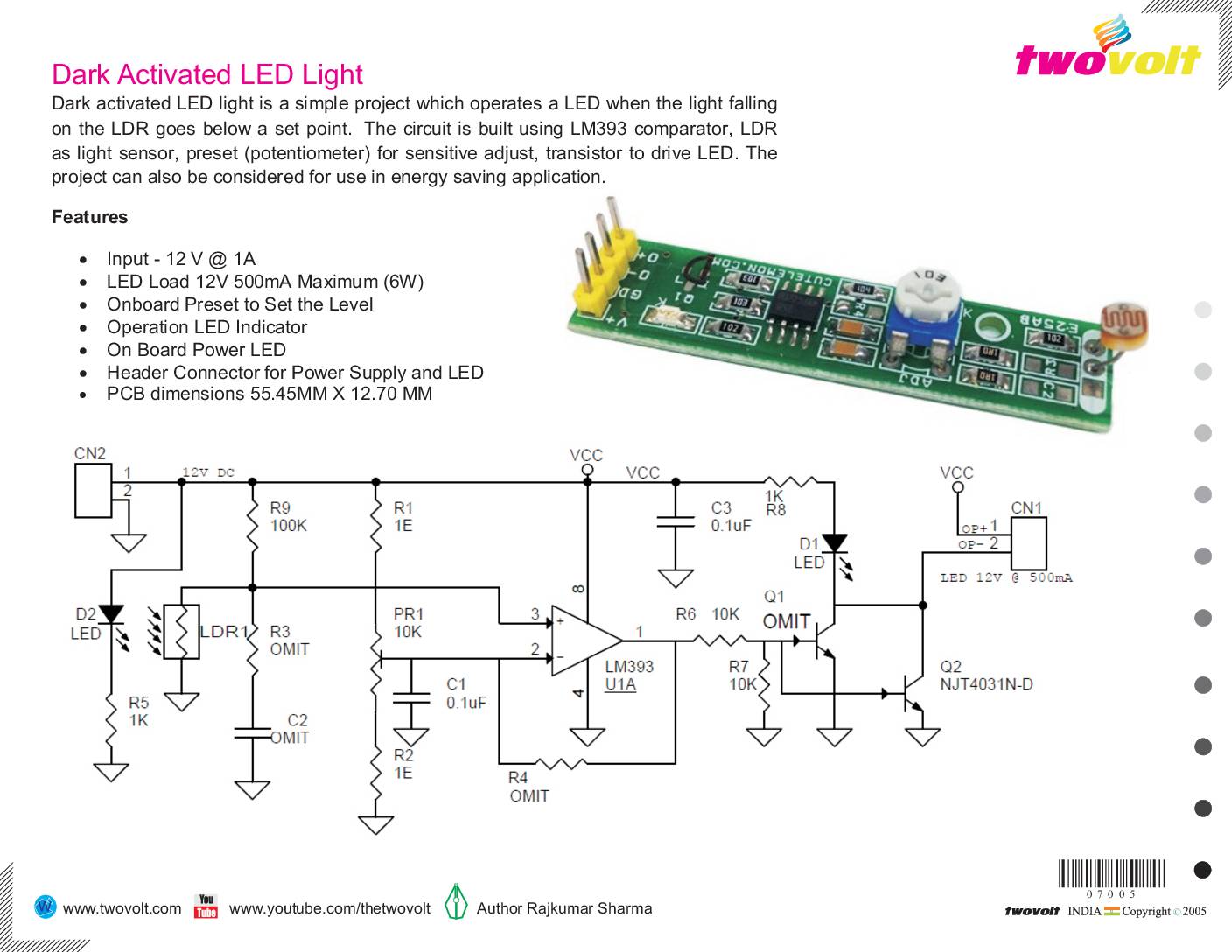Dark-Activated-LED-Light - Electronics-Lab.com