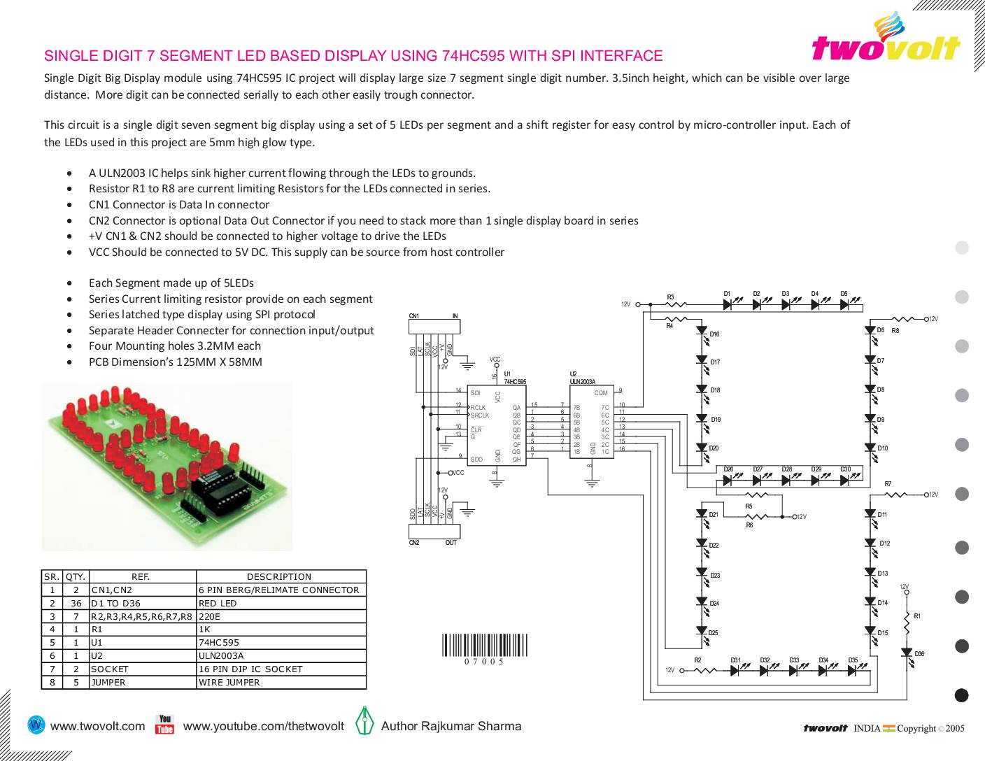 7 Segment Led Based Spi Display Using 74hc595 Electronics