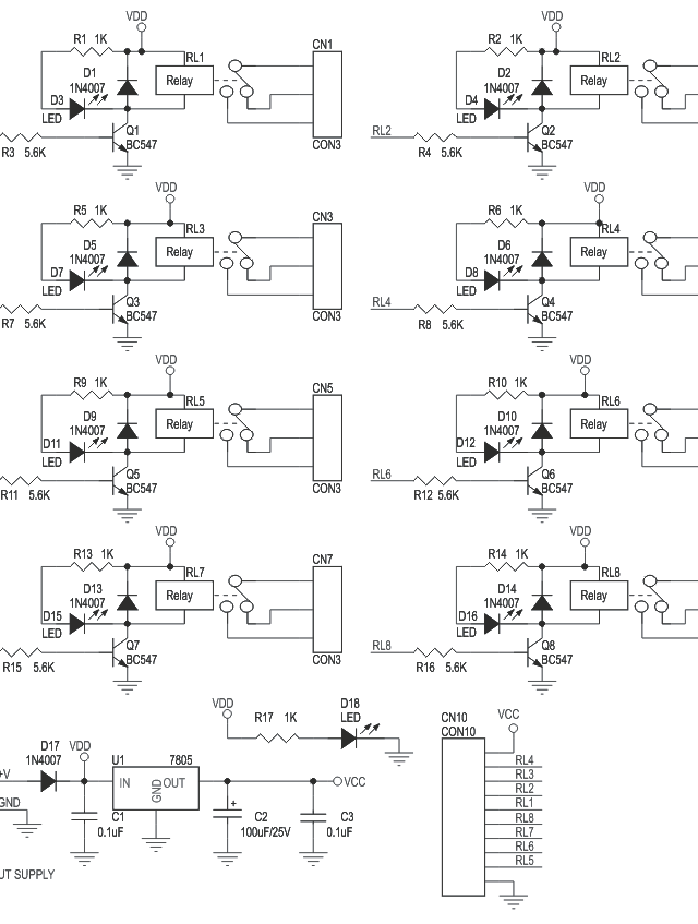 8-relay-board-with-onboard-5v-regulator-sch - Electronics-Lab.com