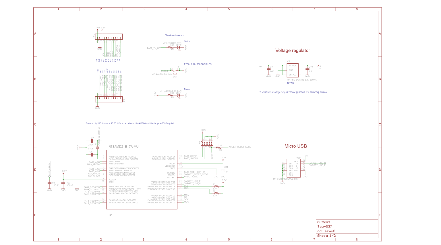 Tau : The Tiny 32-bit Arduino Zero Compaitable! -elab