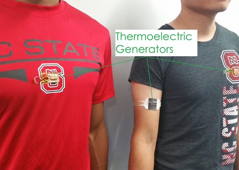 TEG-embedded T-shirt (left) and TEG armband (right). - Electronics-Lab.com