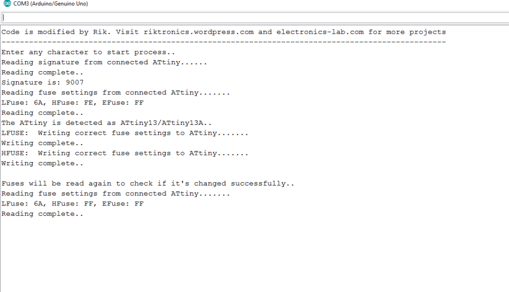 Recover Bricked ATtiny Using Arduino as high voltage programmer - Electronics-Lab