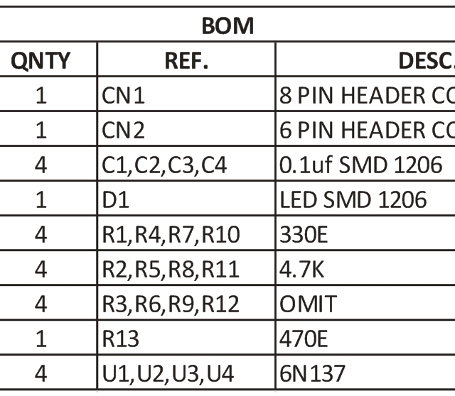 4-Channel-Opto-Isolated-Module-BOM - Electronics-Lab.com