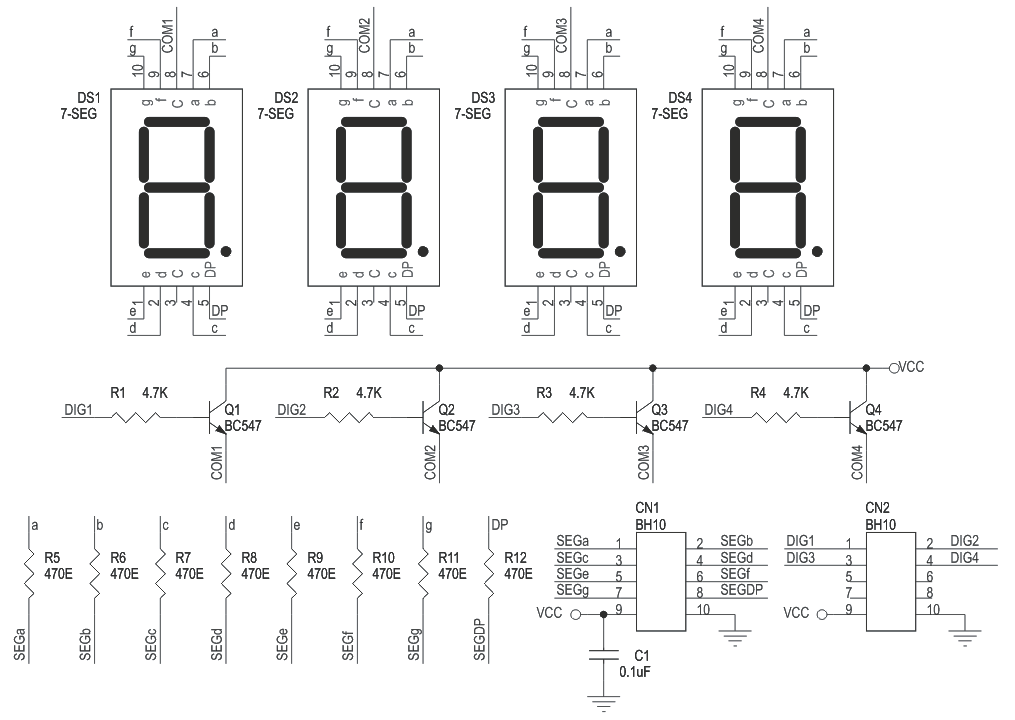 Arduino 4 Digit 7 Segment Multiplexed Display Board Using Atmega328 Chip Circuit Ideas I Vrogue
