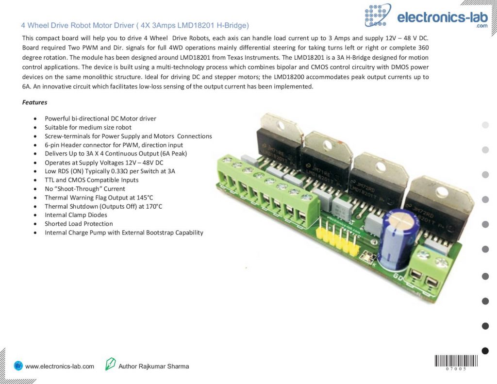 4 Wheel Robot Motor Driver - Electronics-Lab.com