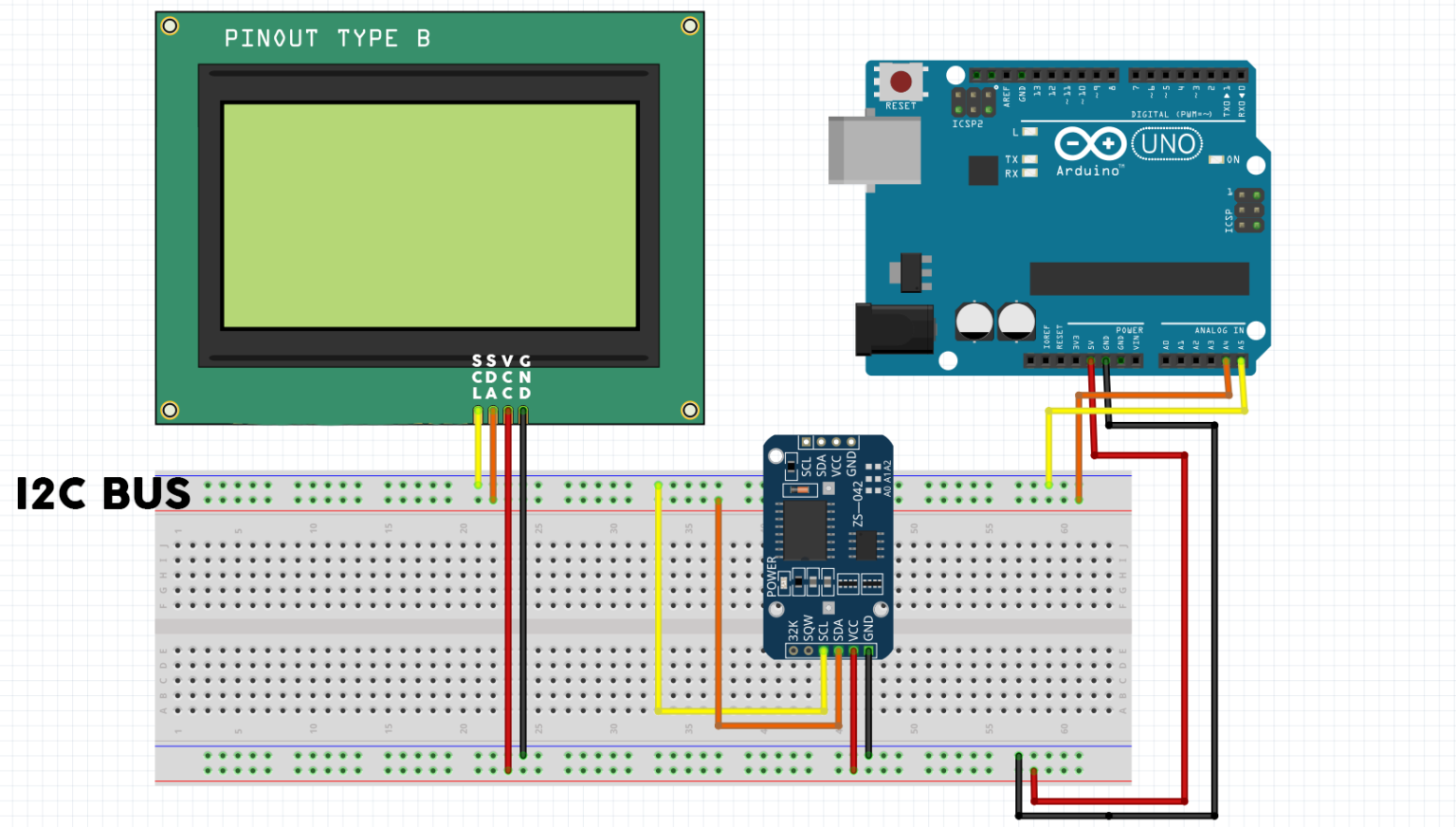 Real Time Clock On 20x4 I2C LCD Display with Arduino - Electronics-Lab