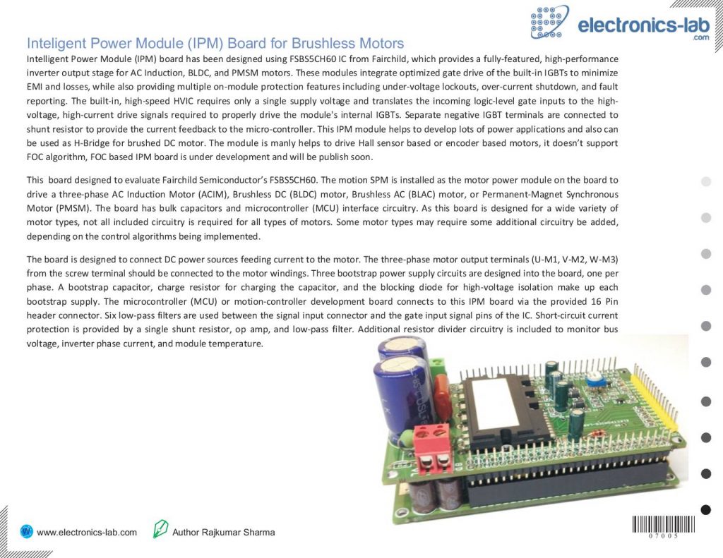 IPM) Board for Brushless Motors - Electronics-Lab.com