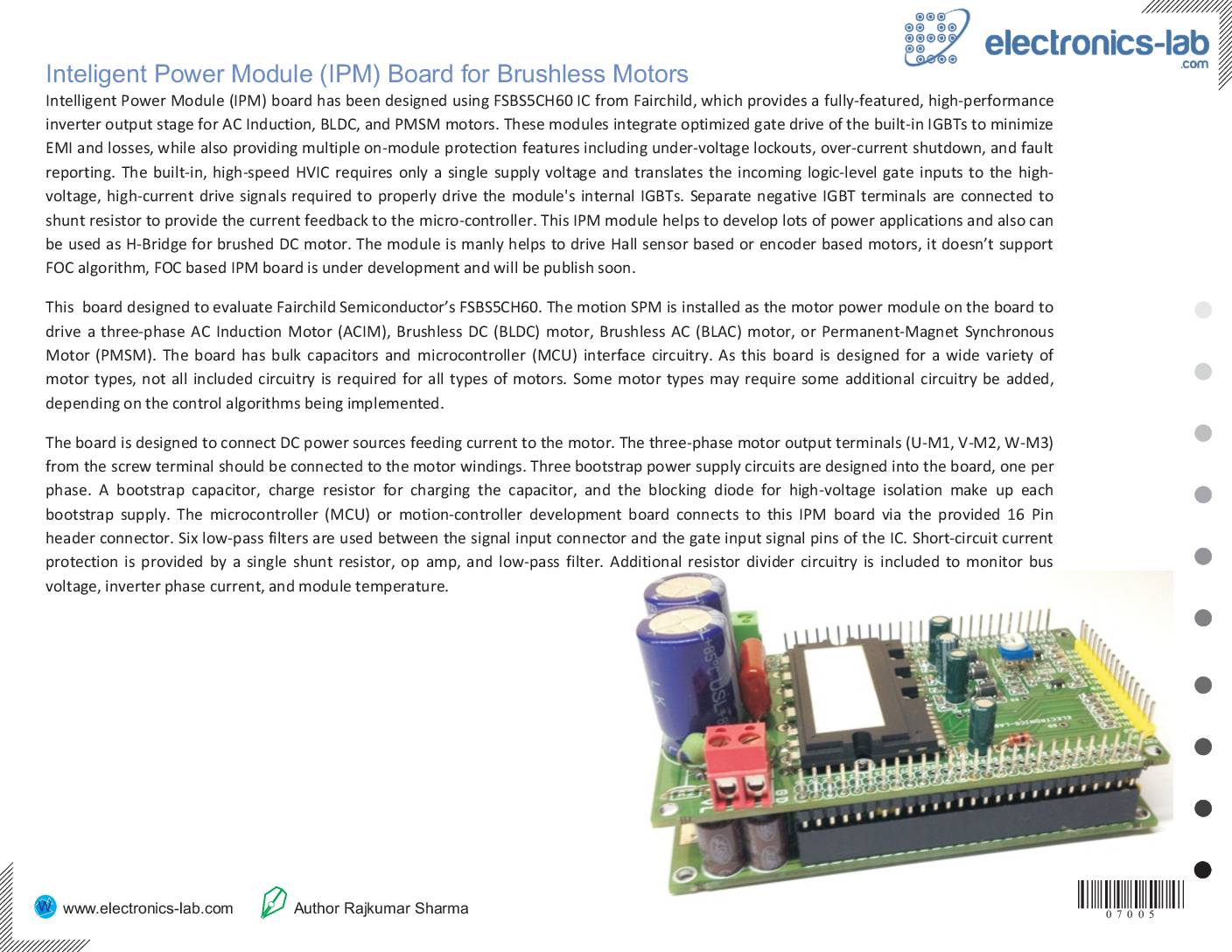 IPM) Board for Brushless Motors - Electronics-Lab.com