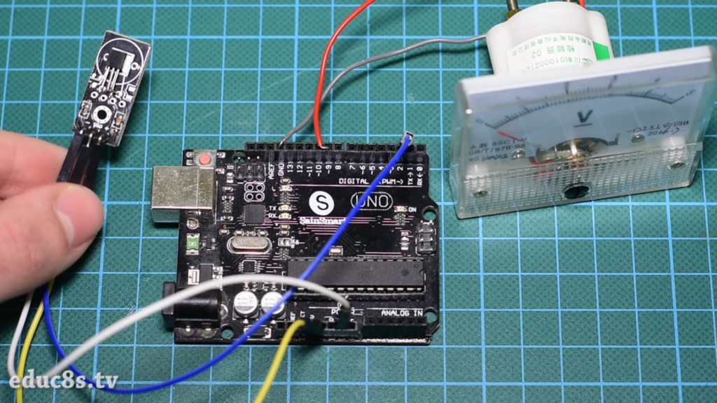 Arduino Analog Thermometer With Ds18b20 Module Electronics Lab