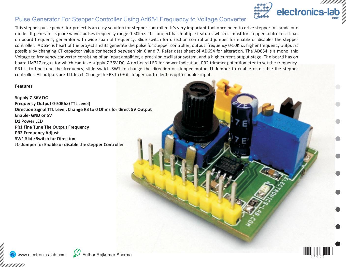 V To Frequecny Converter AD654 - Electronics-Lab.com
