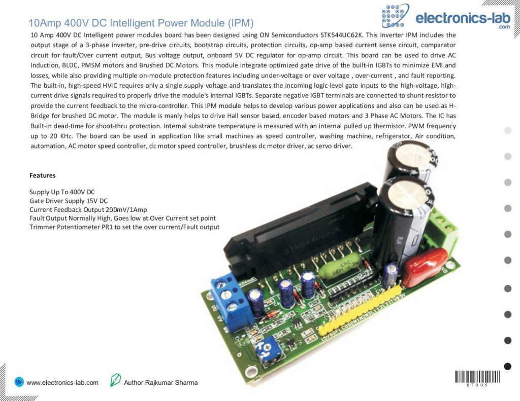 10Amp 400V DC Intelligent Power Module (IPM) - Electronics-Lab.com