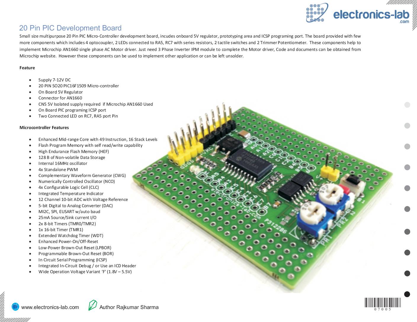 20 PIN PIC DVELOPMENT BOARD - Electronics-Lab.com