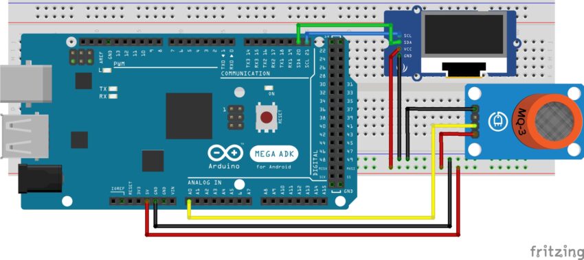 Arduino Breathalyzer Using MQ3 Gas sensor and OLED Display ...