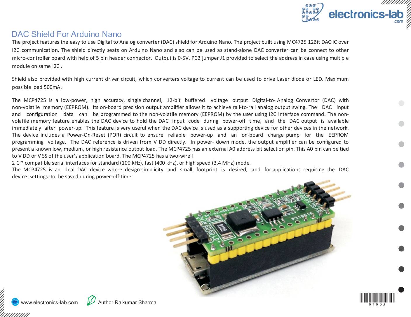 Dac Shield For Arduino Nano Electronics
