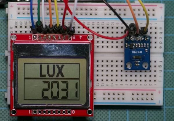 DIY Light (Lux) Meter using BH1750 sensor, Arduino and Nokia 5110 - Electronics-Lab