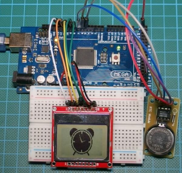 Arduino Real Time Clock With Ds1302 And Nokia 5110 Lcd Display Electronics