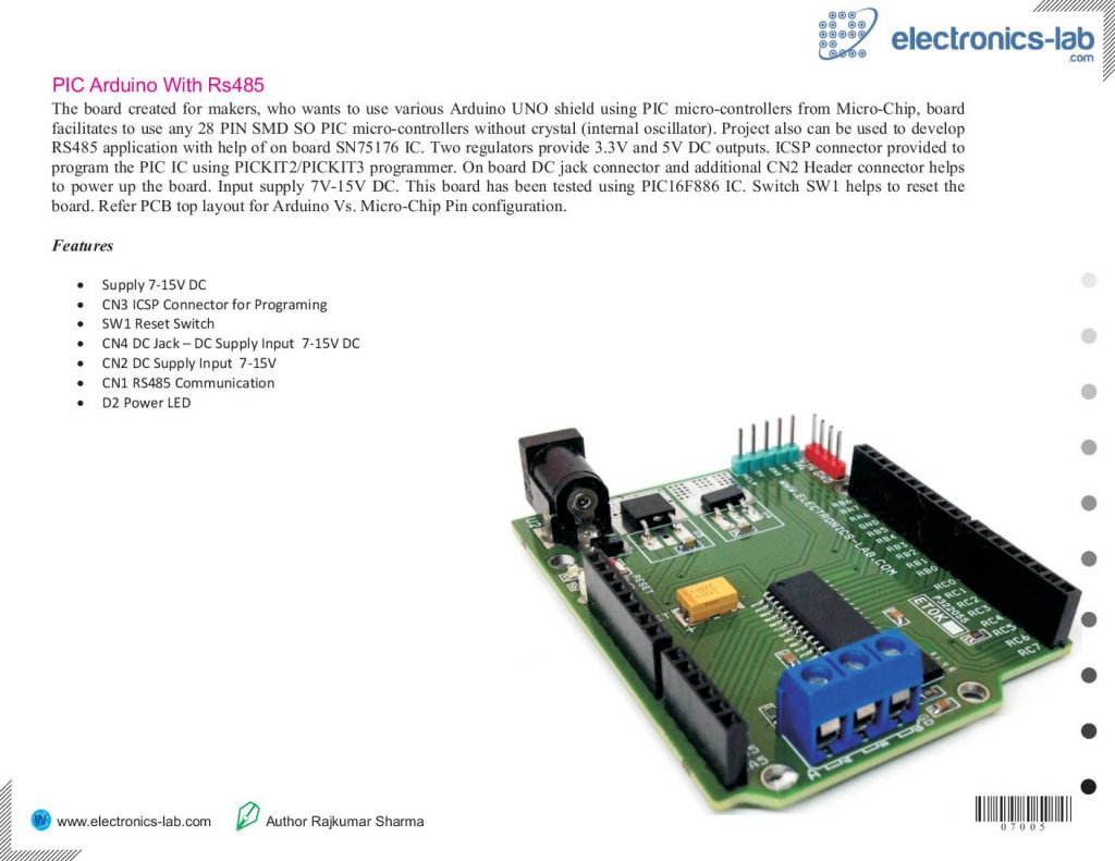 PIC Arduino With Rs485 - Electronics-Lab.com