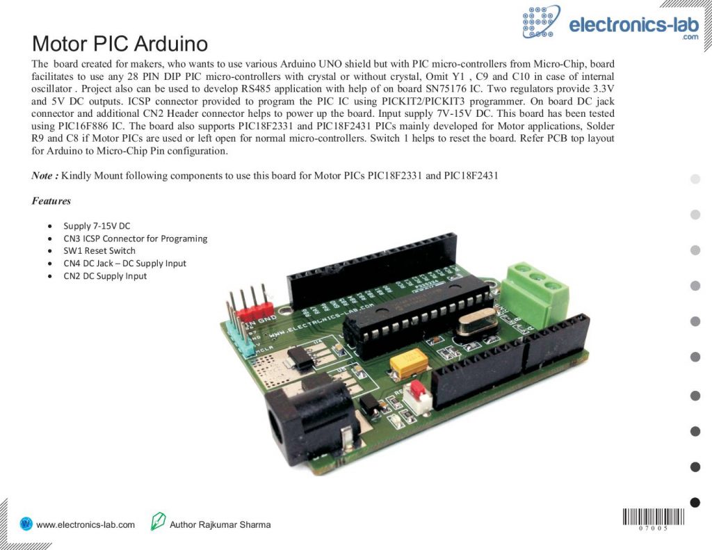 Motor PIC Arduino - Electronics-Lab.com