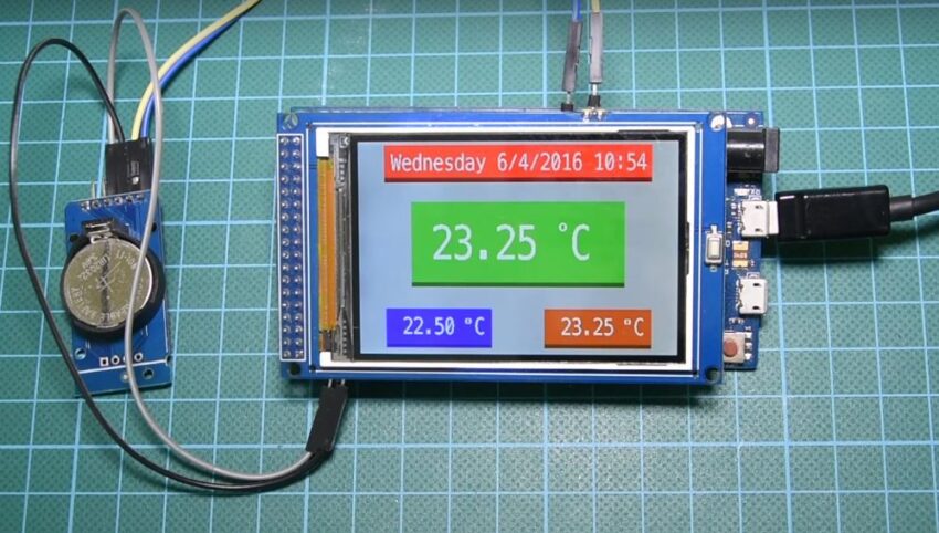 Arduino Real Time Clock And Temperature Monitor Using The Ds3231 Rtc And 32 Color Tft Display
