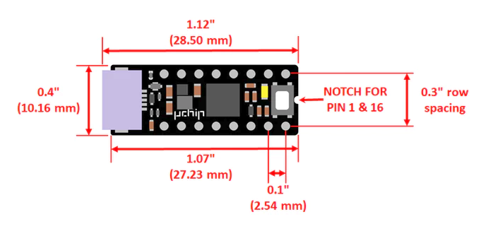 uChip Arduino Zero compatible in a narrow DIP 16 package by Itaca ...