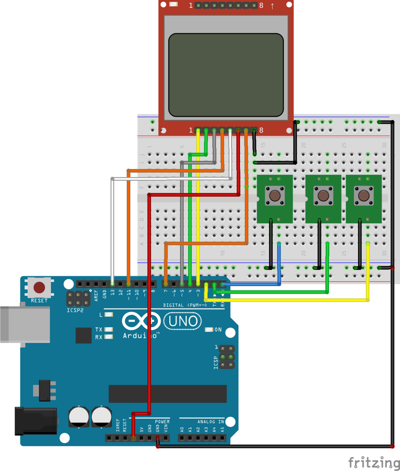 Menu on Nokia 5110 LCD display with Arduino - Electronics-Lab
