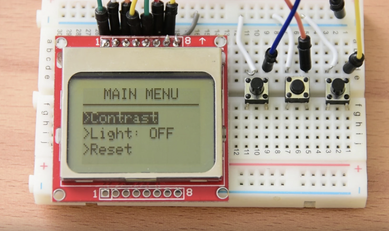 Menu on Nokia 5110 LCD display with Arduino - Electronics-Lab