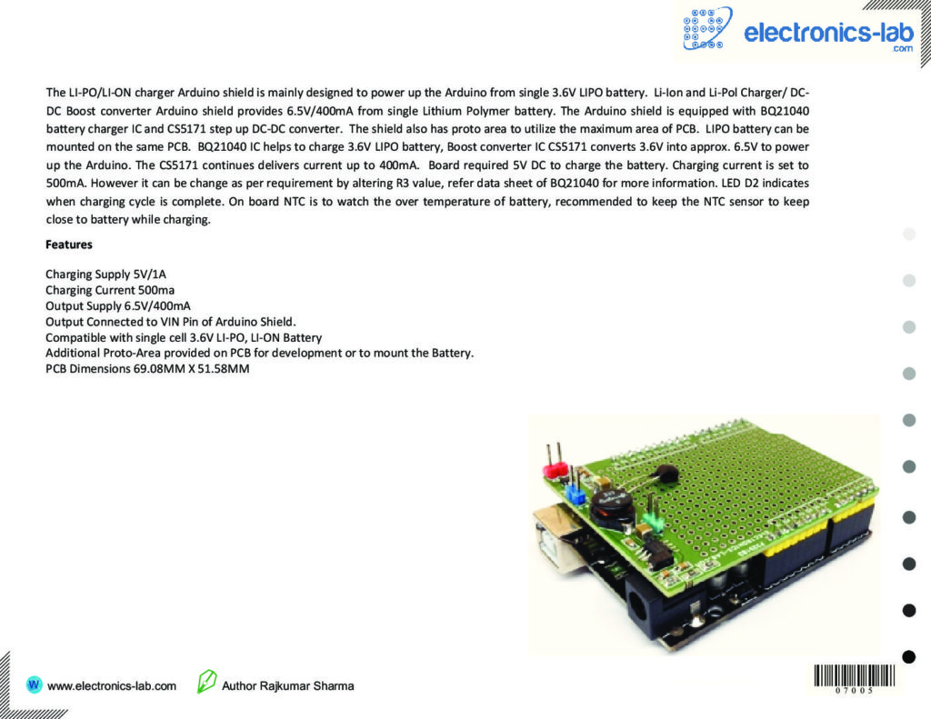 LI-PO_LI-ION charger Arduino shield - Electronics-Lab.com