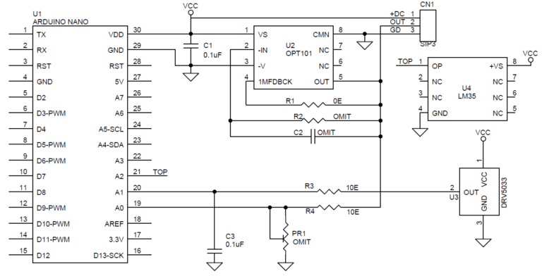 Multi Sensor Shield For Arduino Nano With Light Magnetic Field And Temperature Sensor