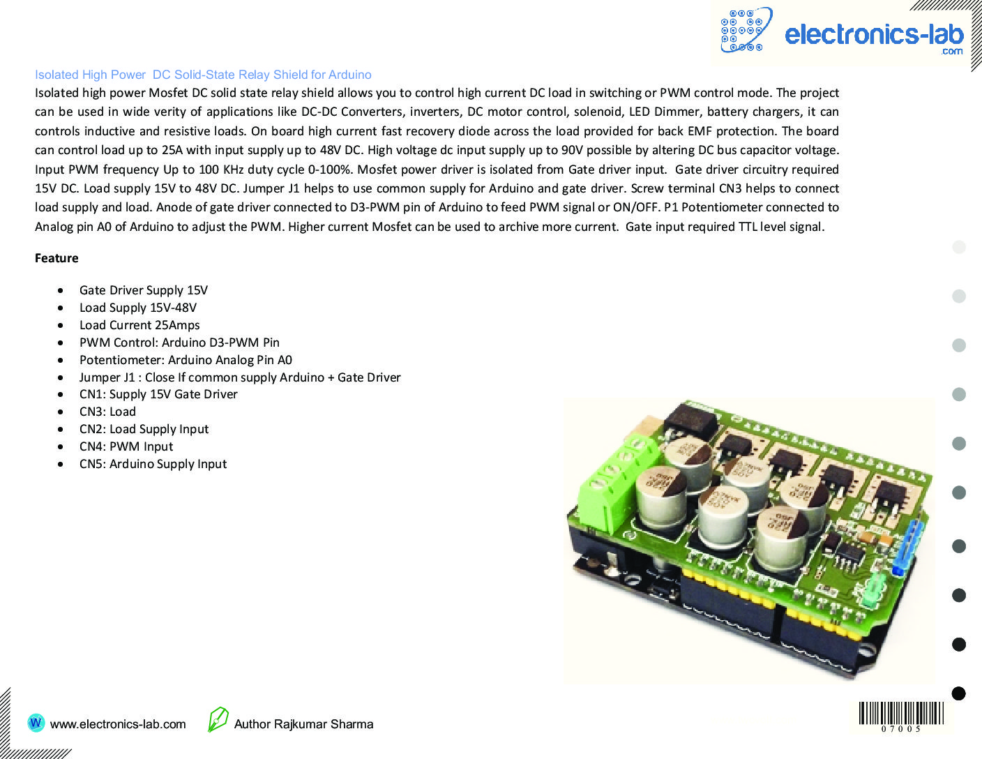 Isolated High Power DC Solid-State Relay Shield for Arduino ...