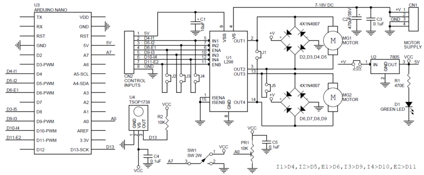 InfraRed Robot Controller Shield For Arduino Nano - Electronics-Lab.com