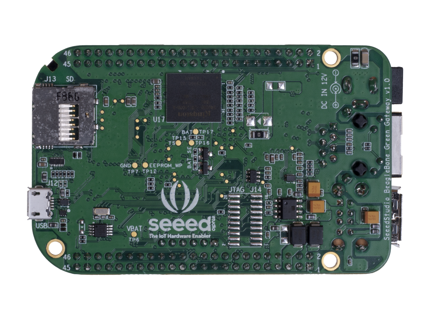 BeagleBone Green Gateway SBC features Sitara AM3358, Ethernet, and a DC ...