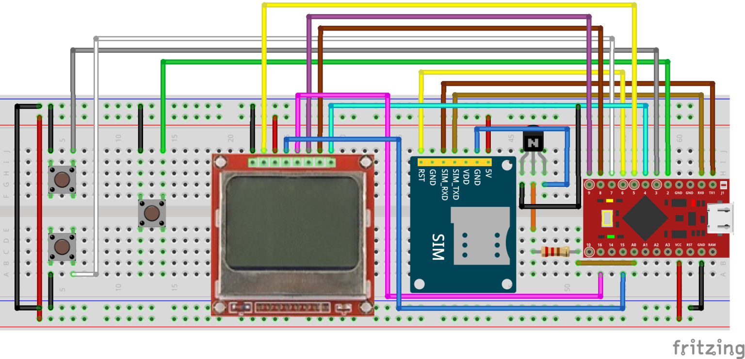 SIM800L GSM module with Nokia 5110 LCD and Arduino - Electronics-Lab