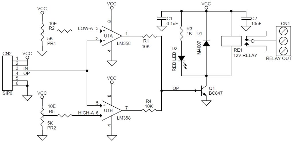 Window Comparator - Window Detector with relay output - Electronics-Lab