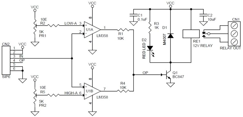 Window Comparator - Window Detector with relay output - Electronics-Lab