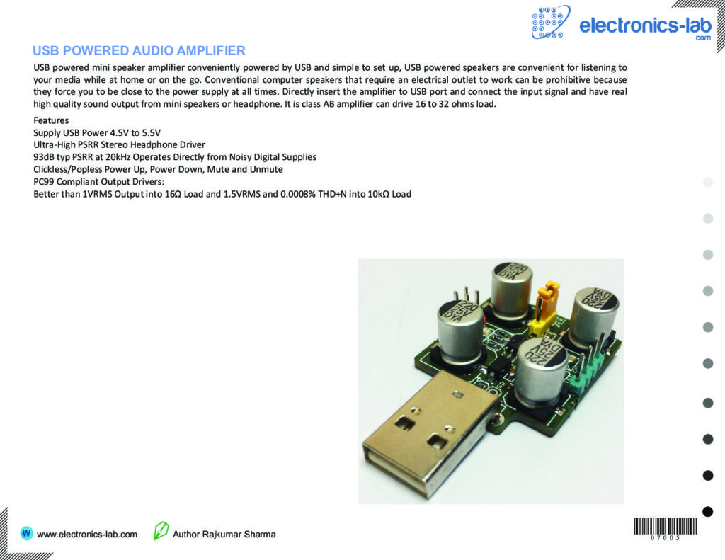 USB POWERED AUDIO AMPLIFIER - Electronics-Lab.com