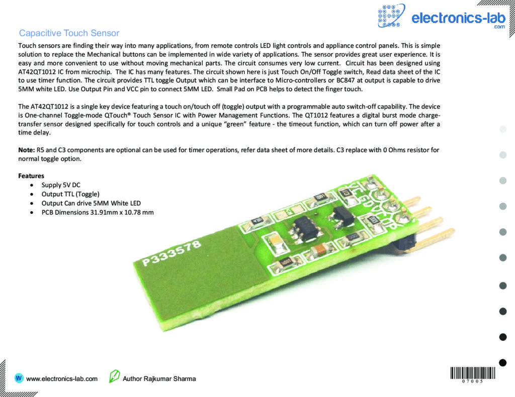 Capacitive Touch Sensor - Electronics-Lab.com
