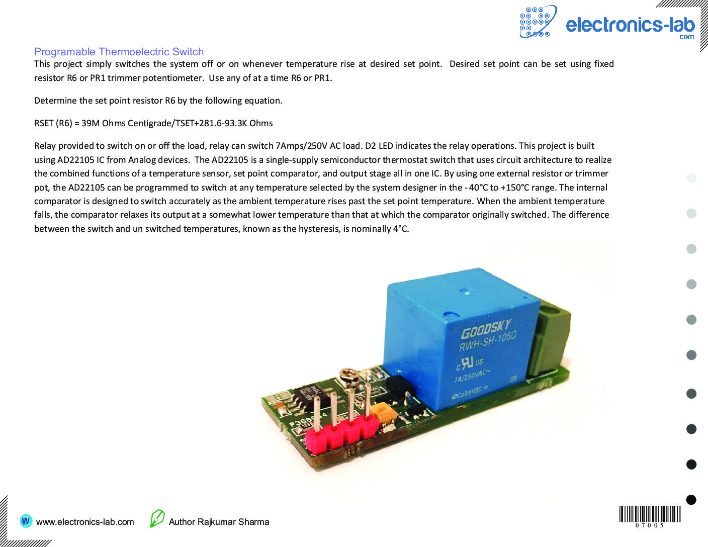 Programable Thermoelectric Switch - Electronics-Lab.com